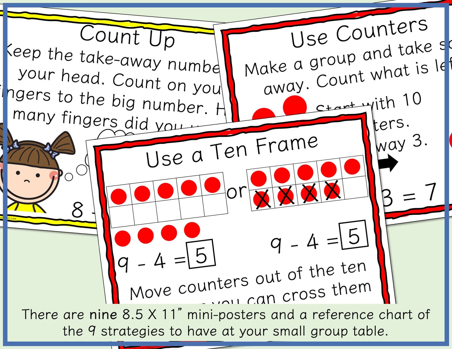 Subtraction Strategies Mini-posters for Grade 1/anchor Charts for First ...