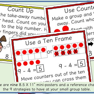 Subtraction Strategies Mini-posters for Grade 1/anchor Charts for First ...