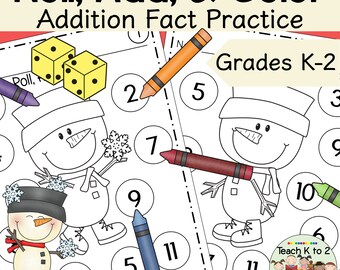 Roll Add and Color Math Dice Game/math (Instant Download) - Etsy