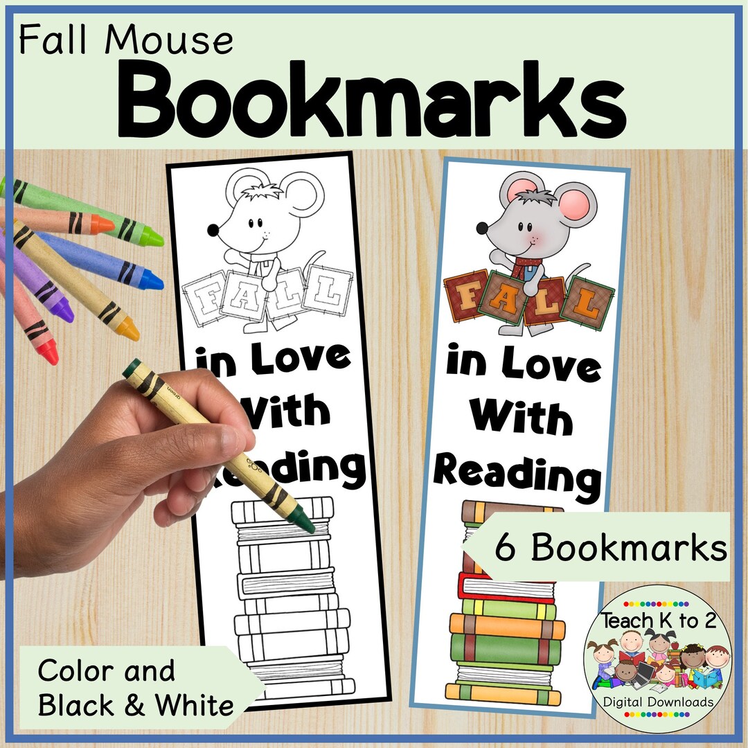 Fall Bookmarks in Color and Black and White for Grades K-2/autumn ...