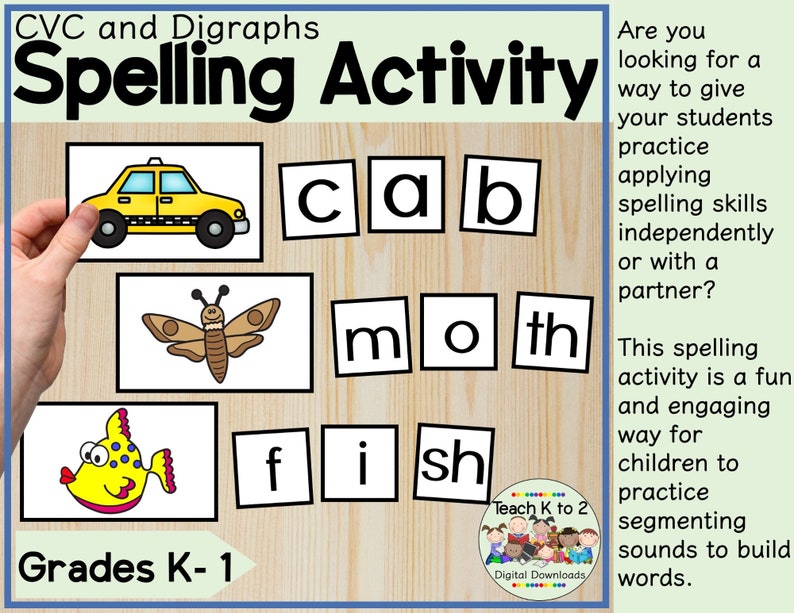 Spell-a-word CVC Words & Digraphs Word Building/spelling/literacy ...
