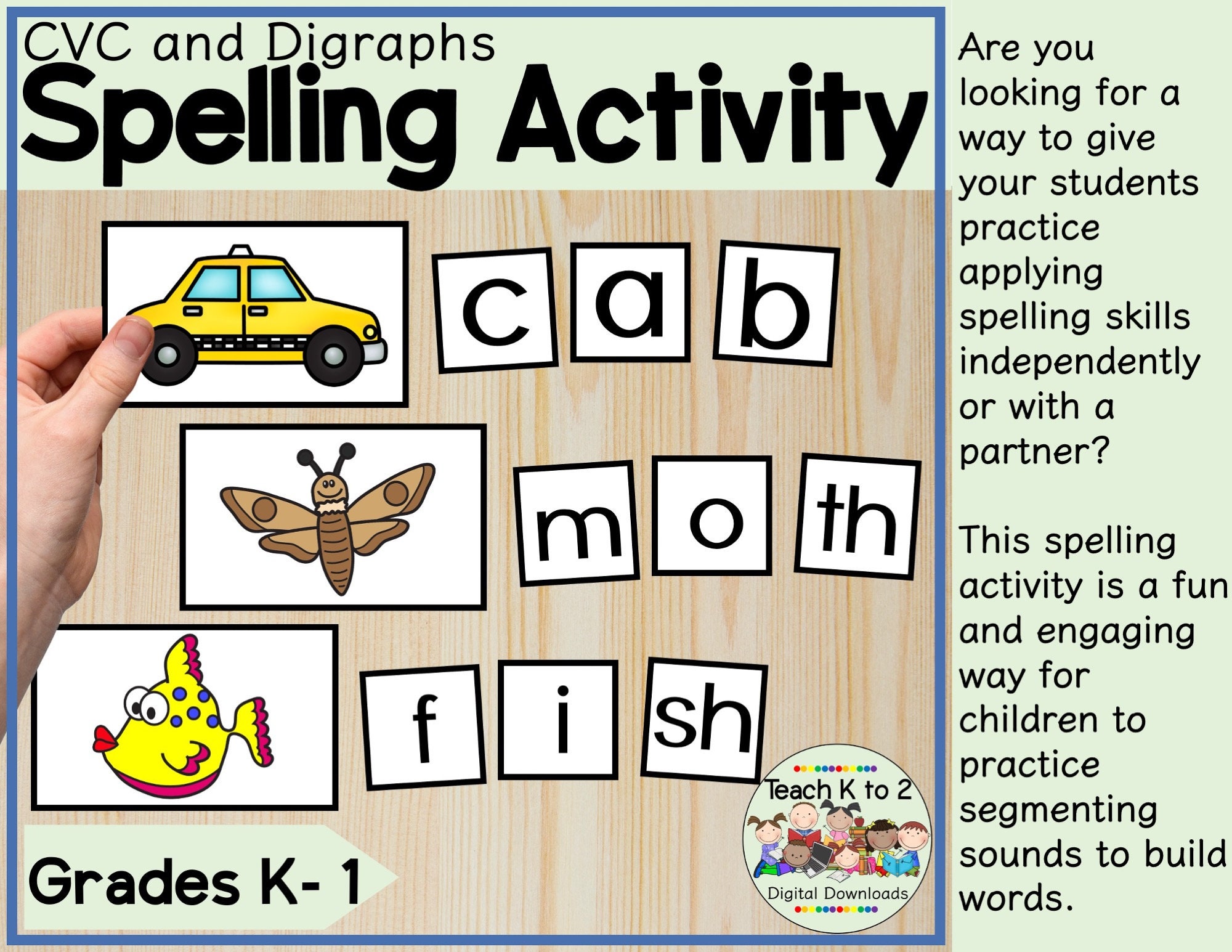 Spell-a-word CVC Words & Digraphs Word Building/spelling/literacy ...