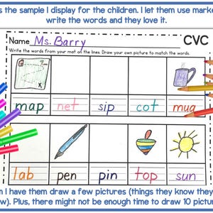 CVC Decoding and Picture Matching Word Mats for Grades K-1 Literacy ...