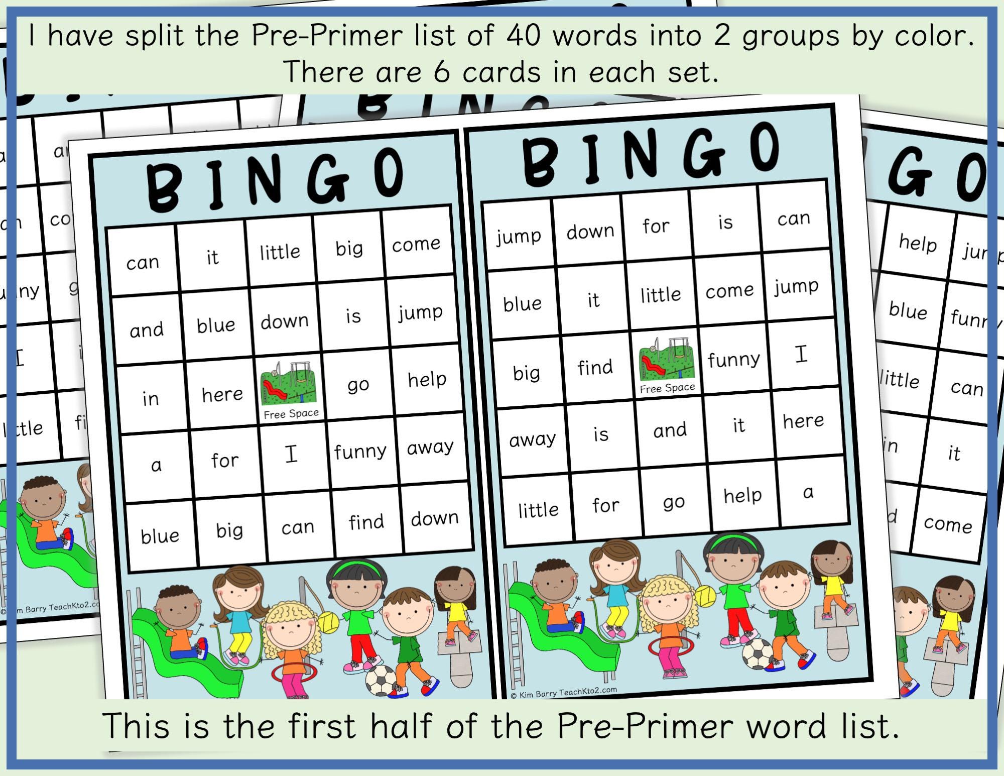 Pre-primer Sight Words BINGO for Kindergarten or First Grade Small ...