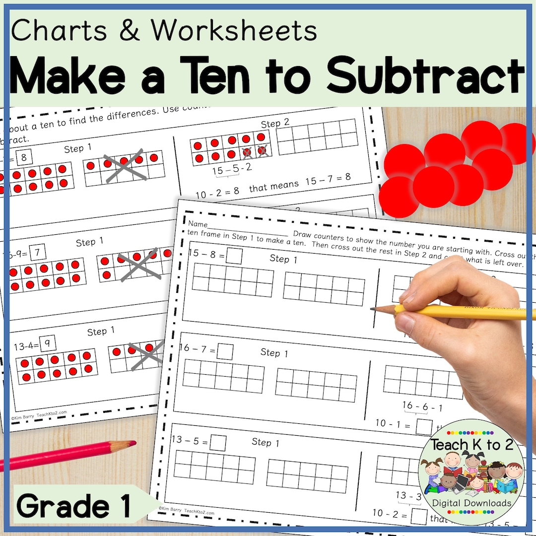 Make a Ten to Subtract Math Worksheets & Anchor Chart for Small Group ...