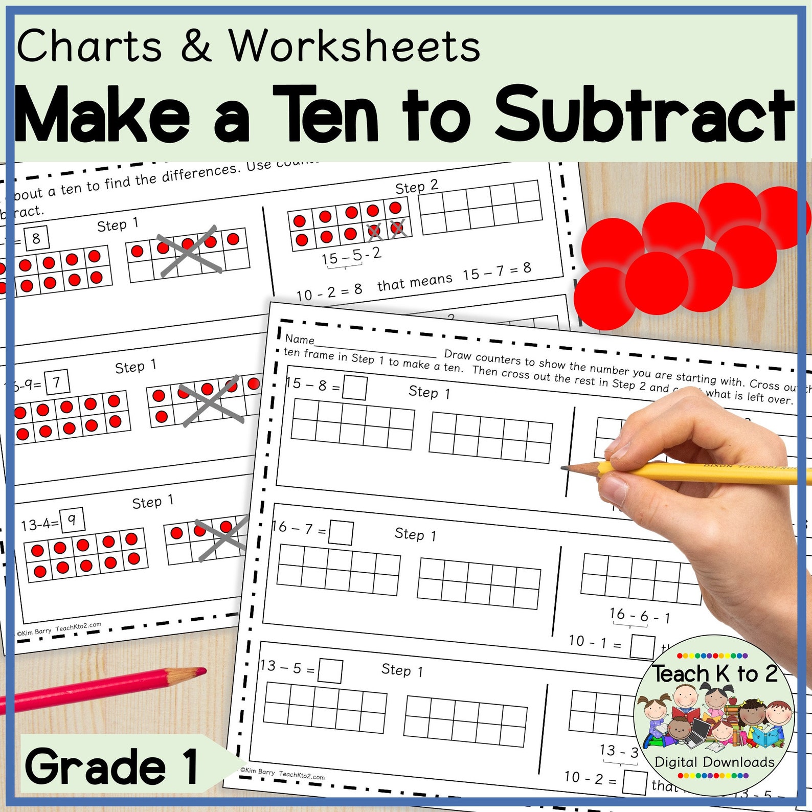 Make a Ten to Subtract Math Worksheets & Anchor Chart for Small Group ...