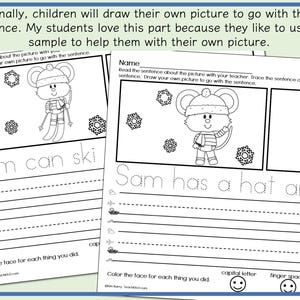 Winter Sentence Writing Worksheets for Kindergarten or First Grade ...