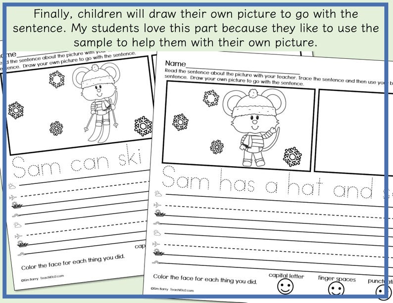 Winter Sentence Writing Worksheets for Kindergarten or First Grade ...