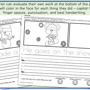 Winter Sentence Writing Worksheets for Kindergarten or First Grade ...