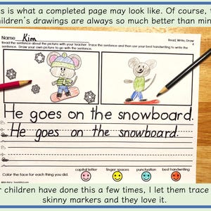 Winter Sentence Writing Worksheets for Kindergarten or First Grade ...