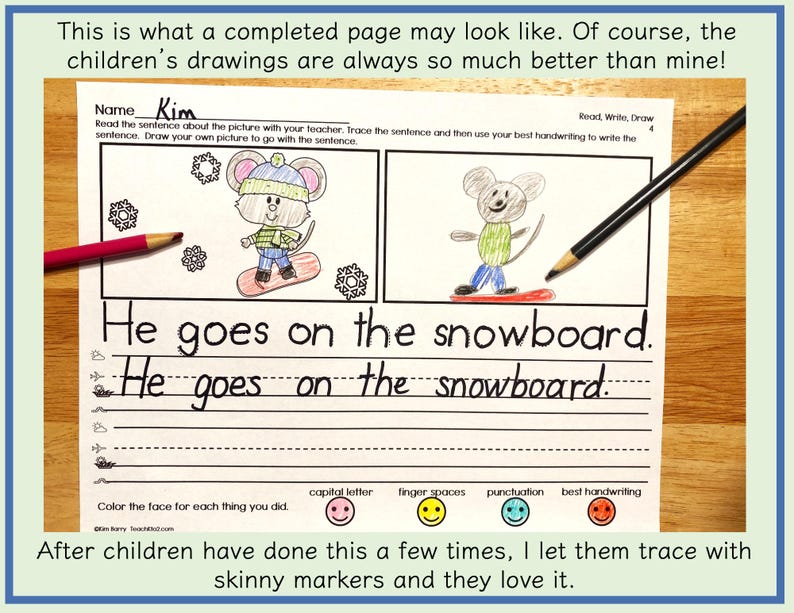 Winter Sentence Writing Worksheets for Kindergarten or First Grade ...