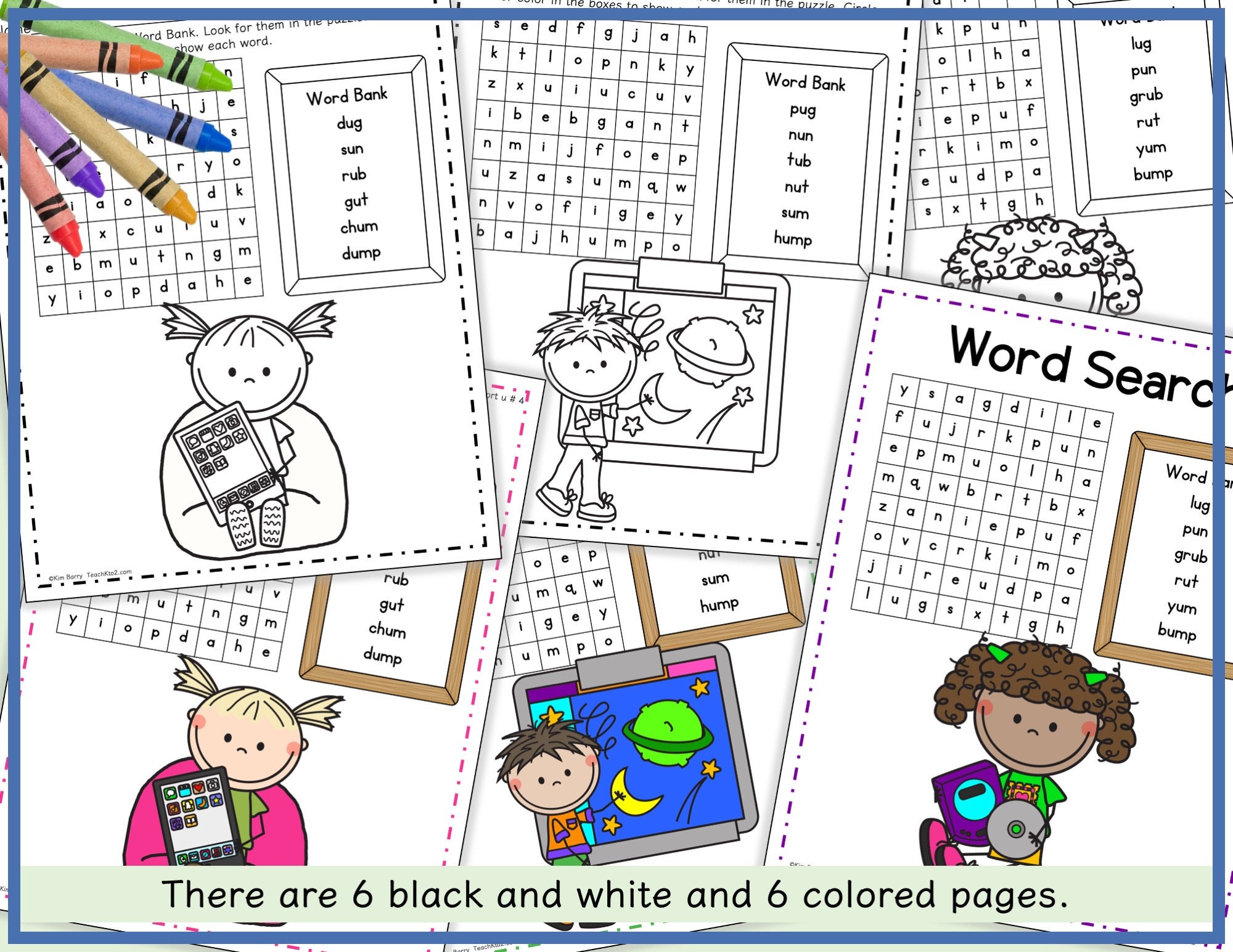 Short Vowel U Word Search Puzzles for Grade 1 Literacy Centers/phonics ...