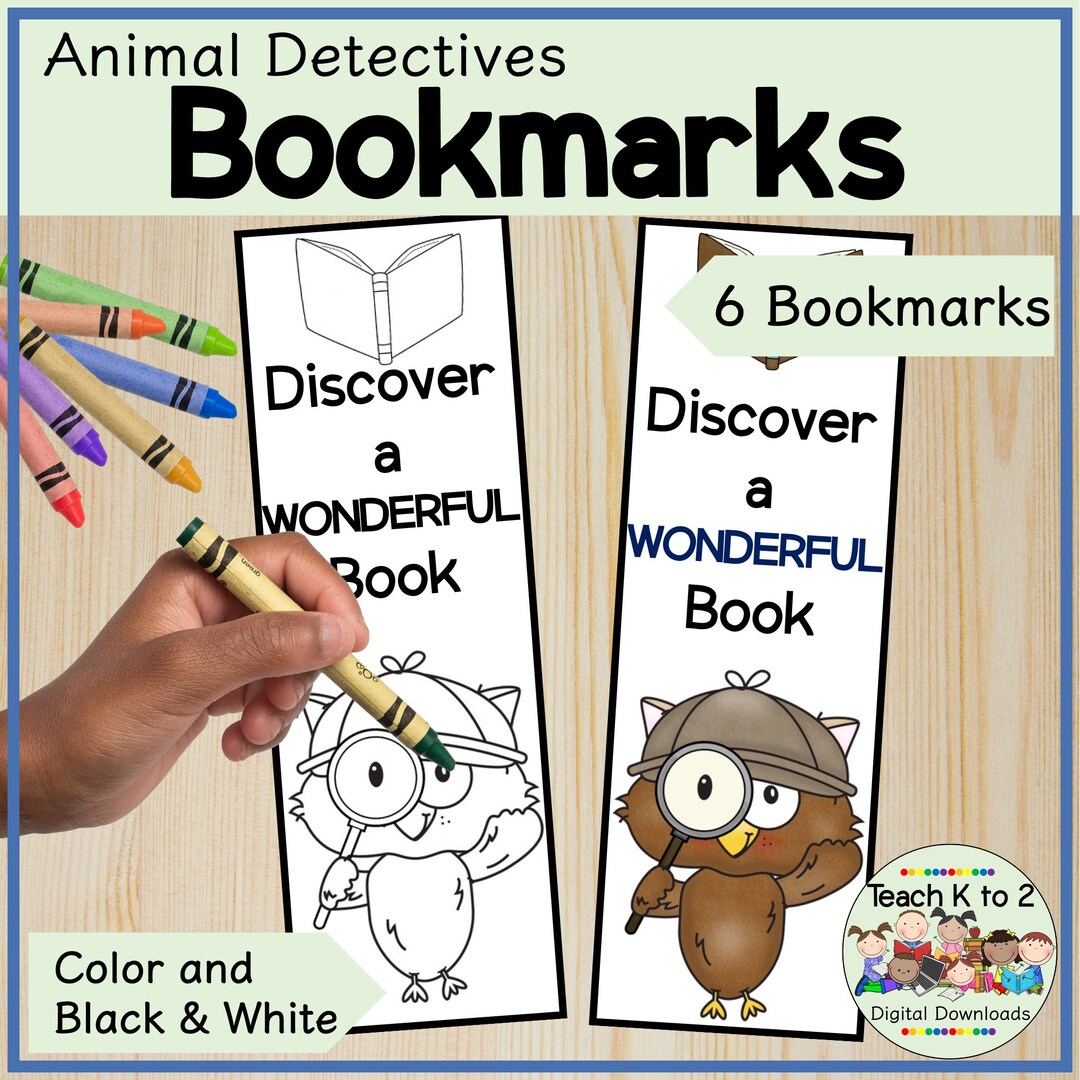 Animal Detectives Bookmarks for Kindergarten, First, or Second Grade ...