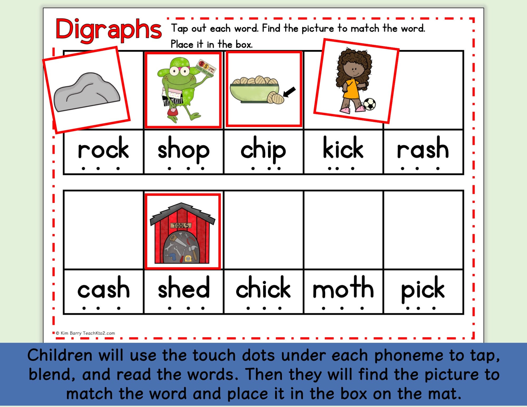 Digraphs Decoding and Picture Matching Word Mats for Grades 1-2 ...