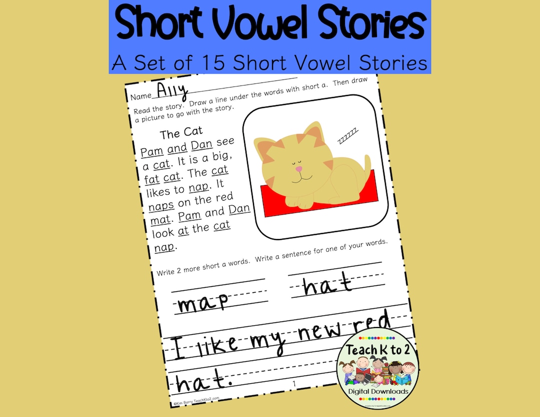 Short Vowel Stories/15 Stories/language Arts - Etsy