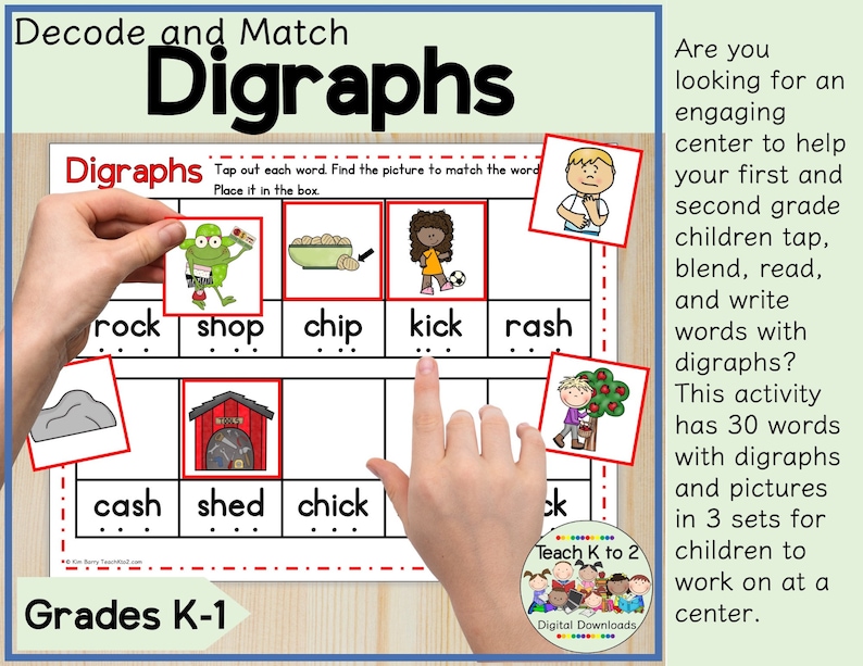 Digraphs Decoding and Picture Matching Word Mats for Grades 1-2 ...