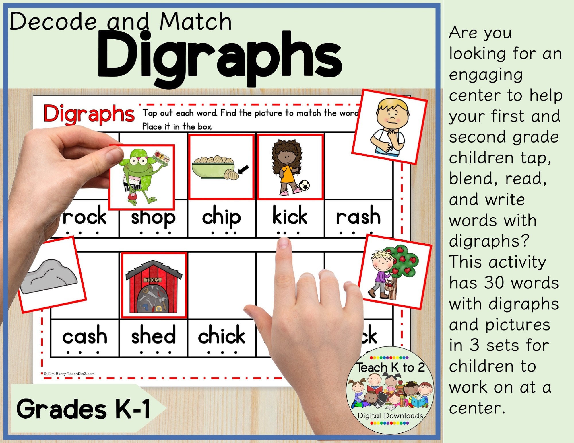 Digraphs Decoding and Picture Matching Word Mats for Grades 1-2 ...