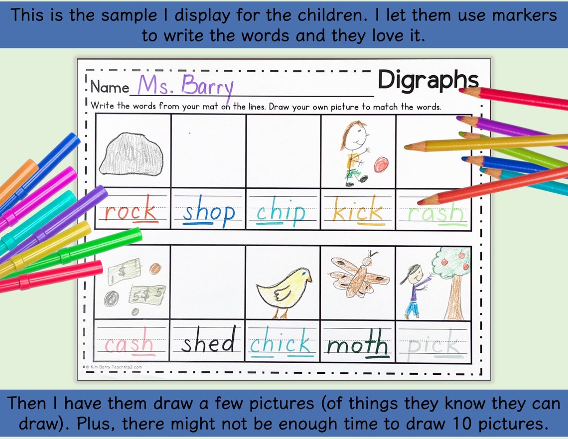 Digraphs Decoding and Picture Matching Word Mats for Grades 1-2 ...