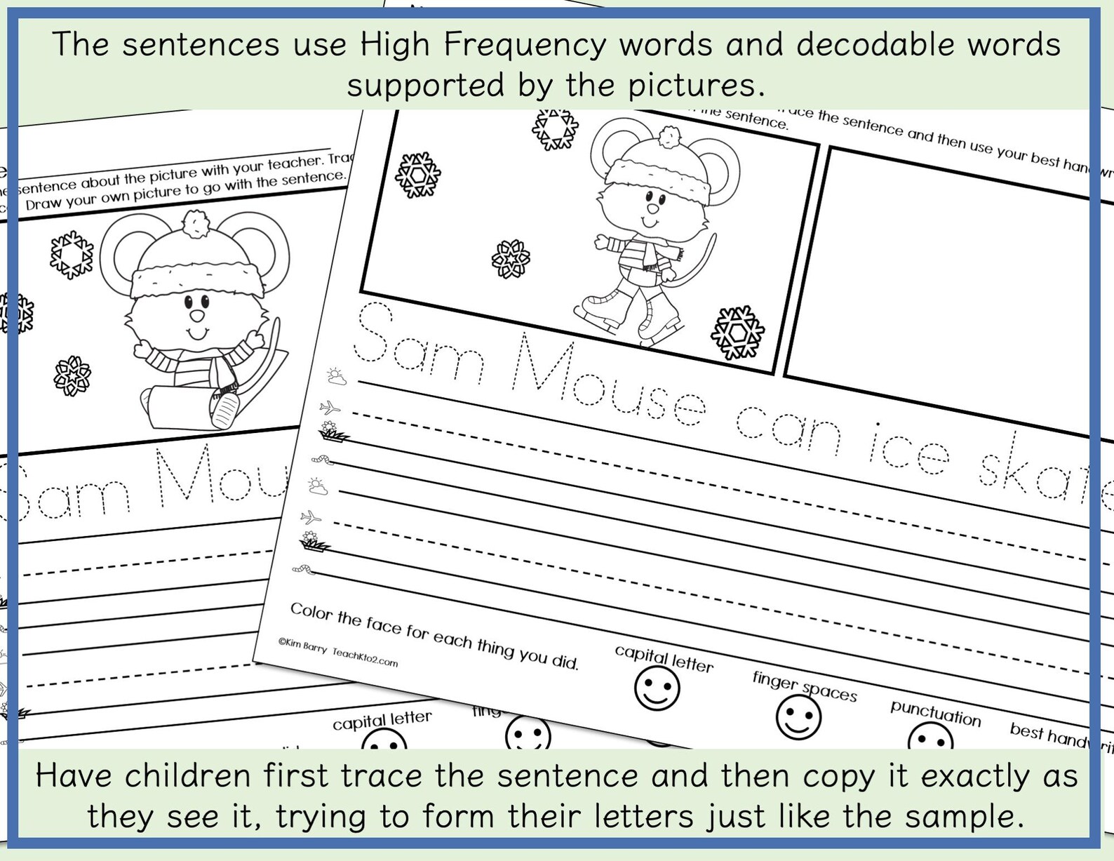 Winter Sentence Writing Worksheets for Kindergarten or First Grade ...