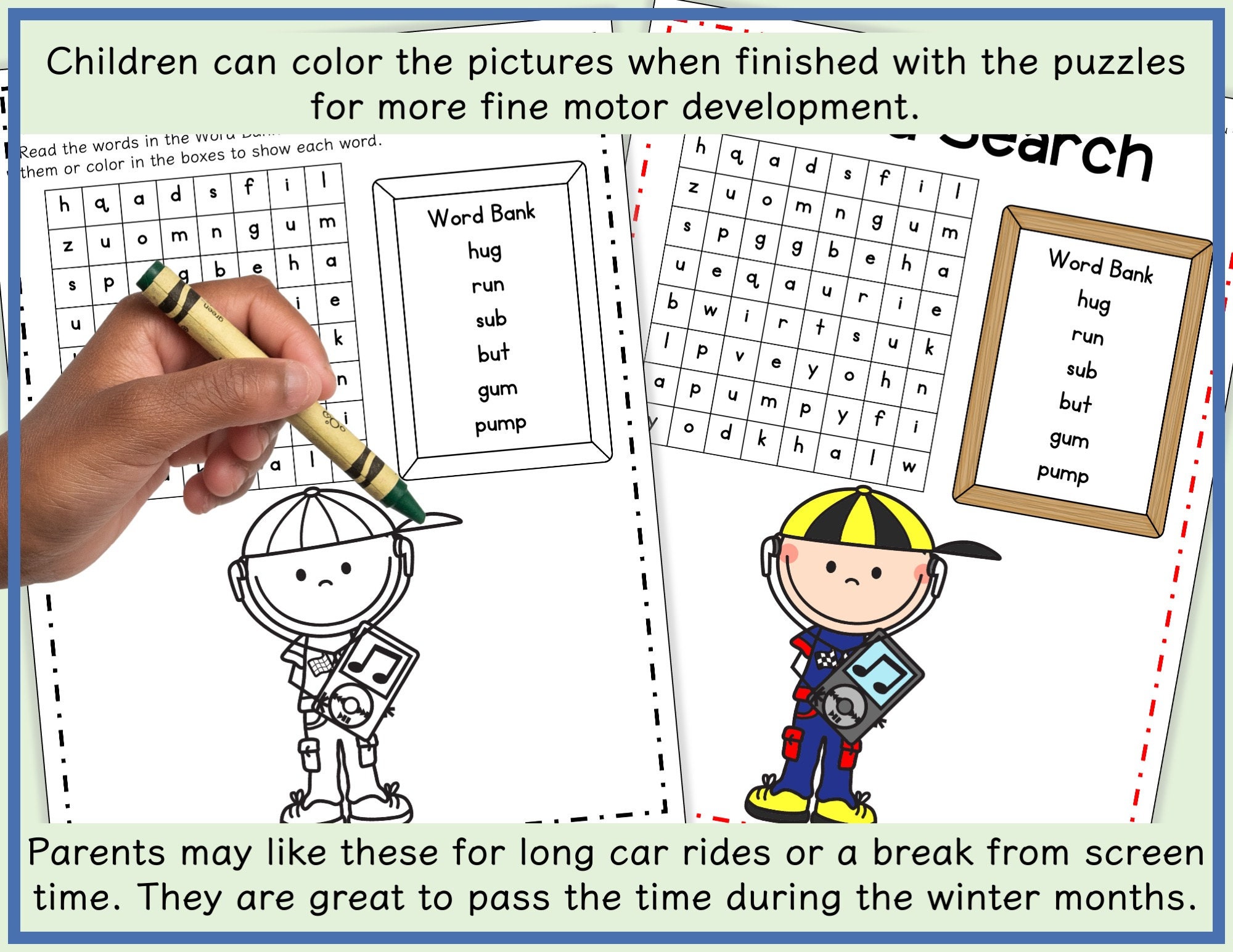 Short Vowel U Word Search Puzzles for Grade 1 Literacy Centers/phonics ...