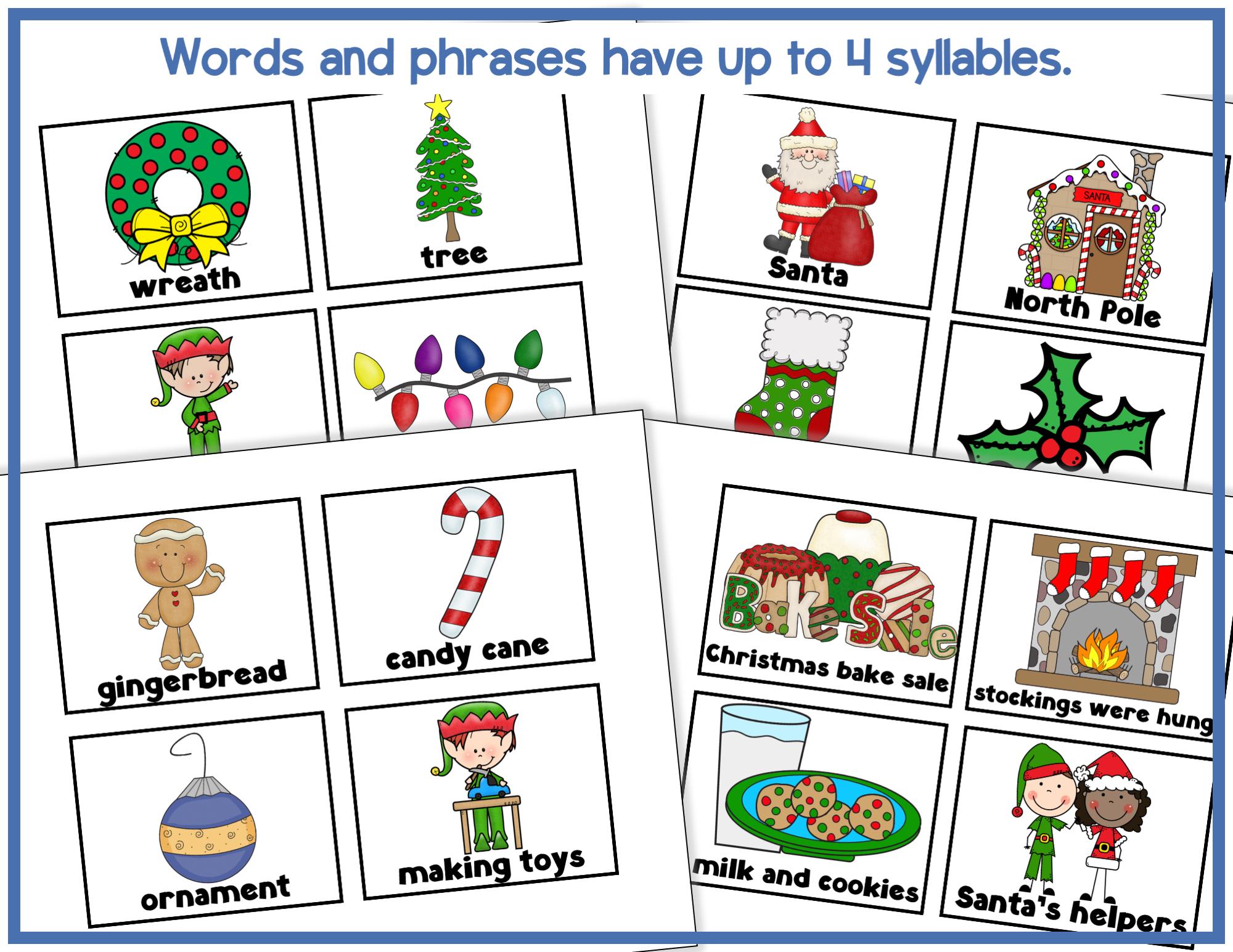 Christmas Counting Syllables Activity for Grades K-1/literacy Center ...