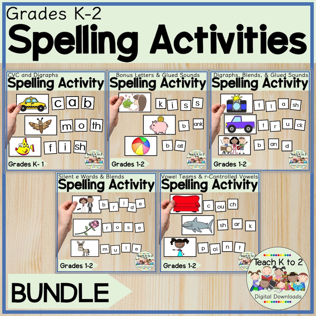 Spelling Activity BUNDLE for Grades 1-2 Literacy Centers or ...