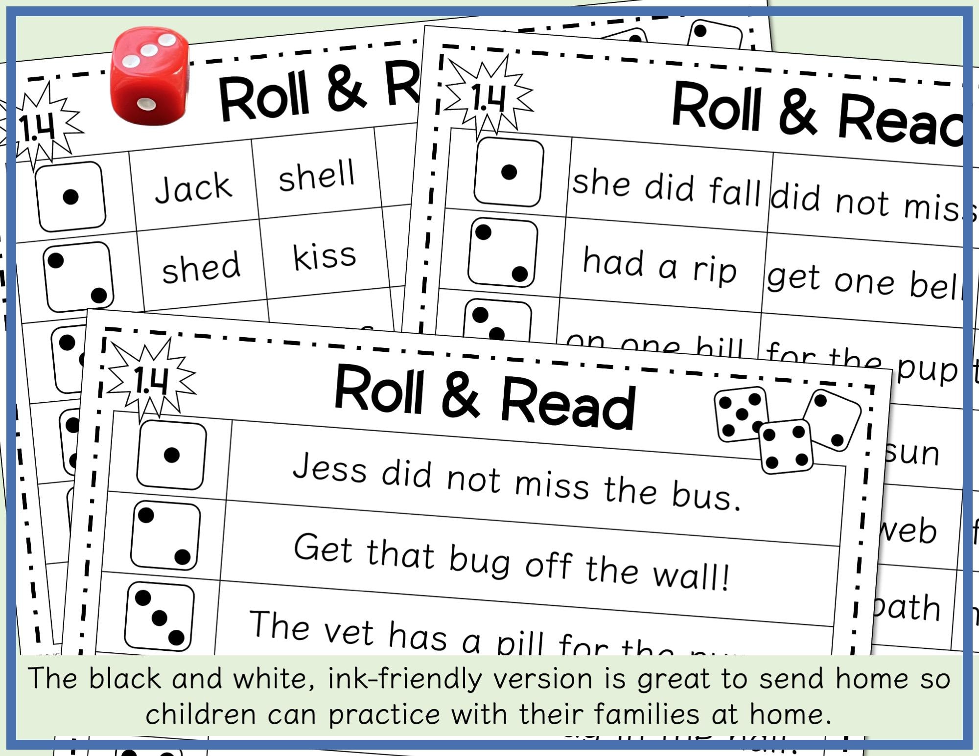 Roll and Read Grade 1 Fluency/words Phrases Sentences Decoding Small ...