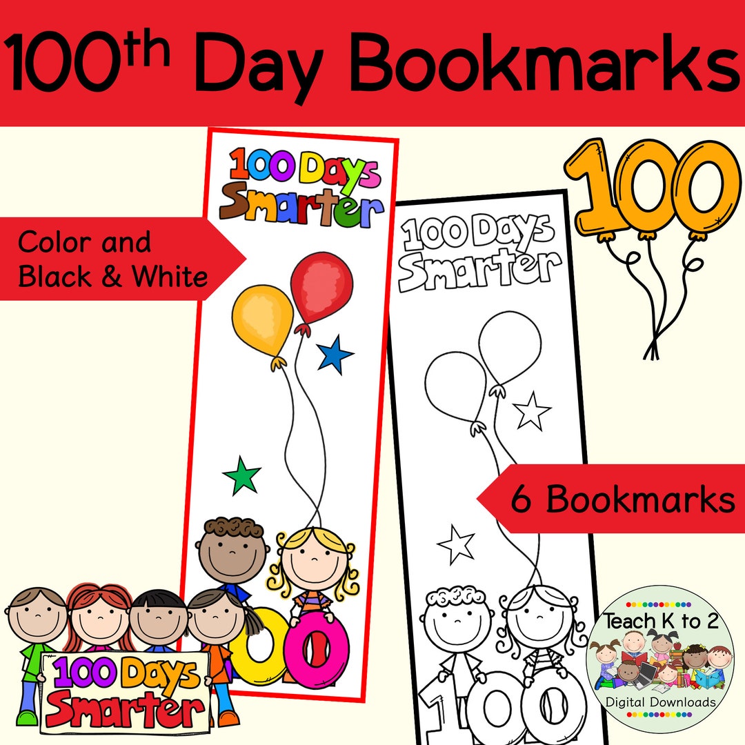100th Day of School Bookmarks/digital Download/bookmarks for - Etsy