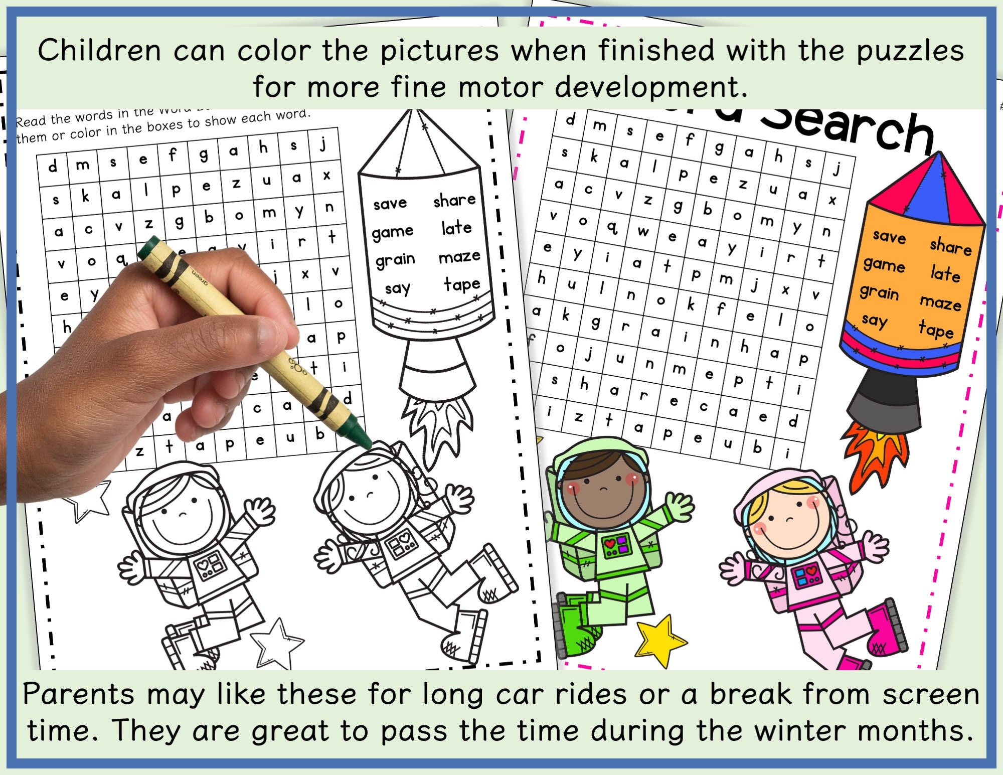 Long a Word Search Puzzles for Grade 1 Literacy Centers/first Grade ...