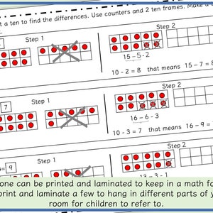 Make a Ten to Subtract Math Worksheets & Anchor Chart for Small Group ...