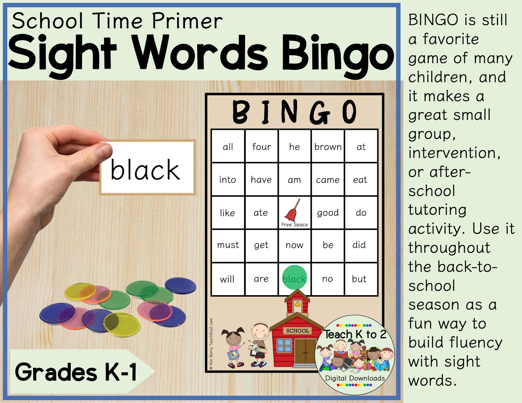 Primer Sight Words BINGO for Kindergarten or First Grade Small Group ...
