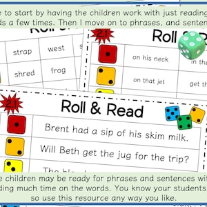 Roll and Read Grade 2 Fluency/words Phrases Sentences Decoding Small ...