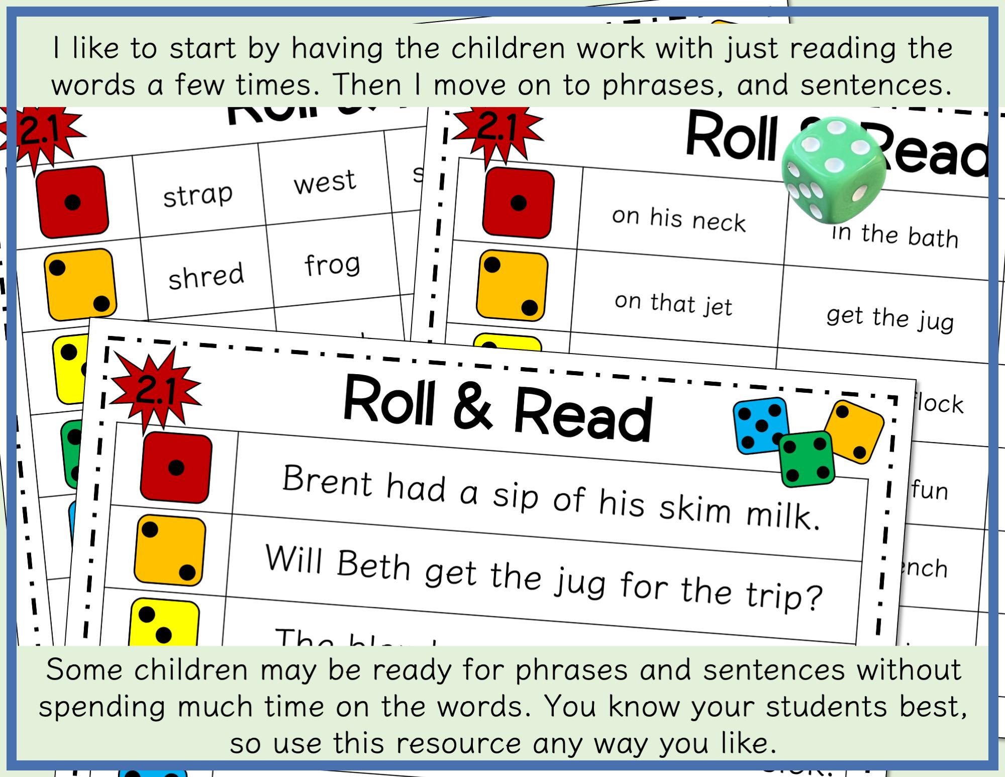 Roll and Read Grade 2 Fluency/words Phrases Sentences Decoding Small ...