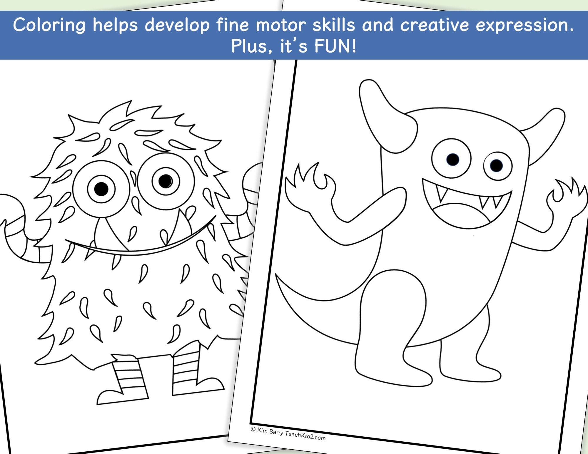 Fun Monsters\ Coloring Pages for Kindergarten, First, or Second Grade ...