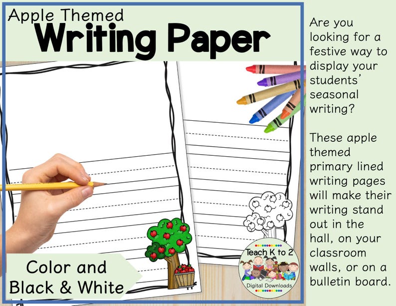 Apple Themed Primary Lined Writing Paper Differentiated for ...