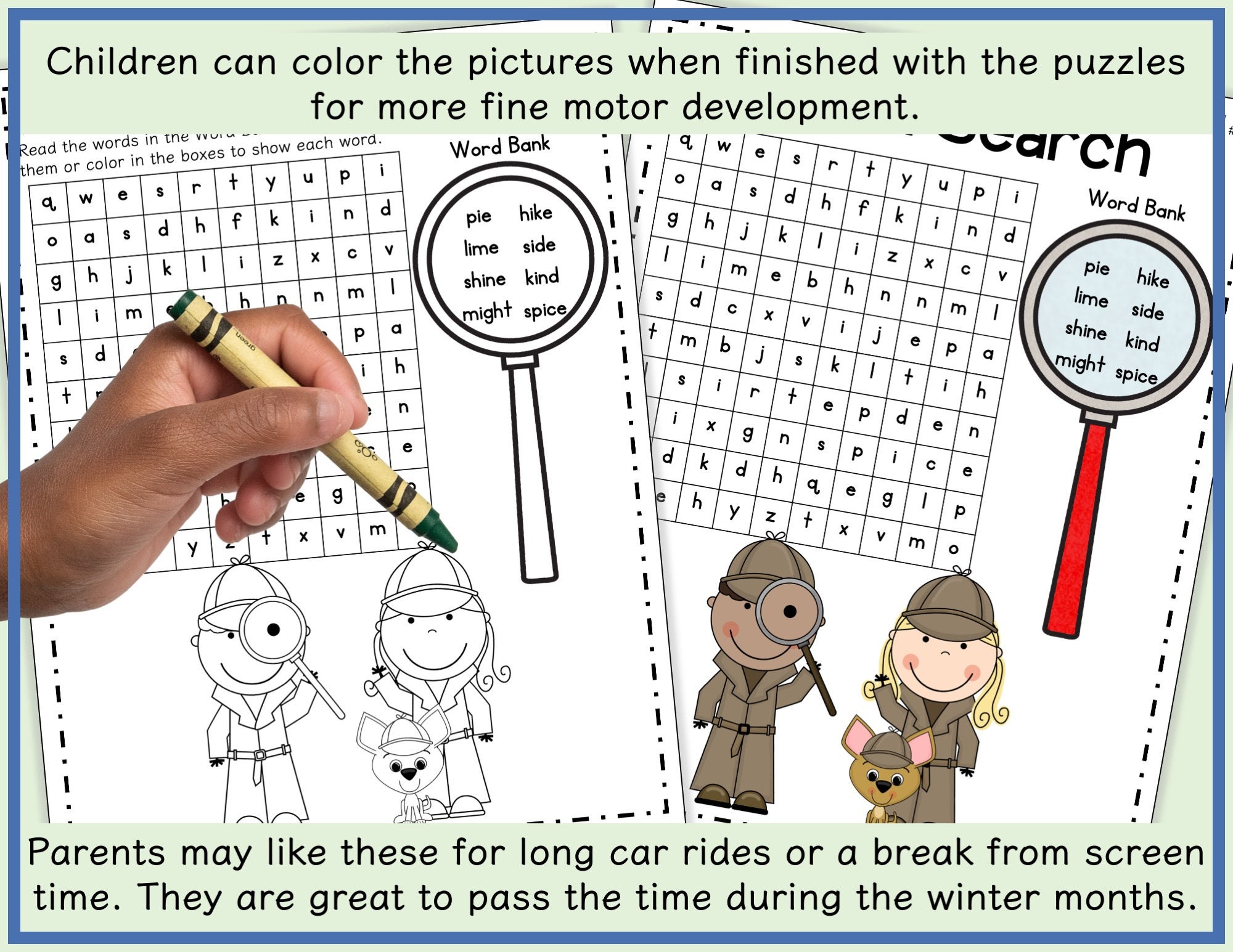 Long I Word Search Puzzles for Grade 1 Literacy Centers/first Grade ...
