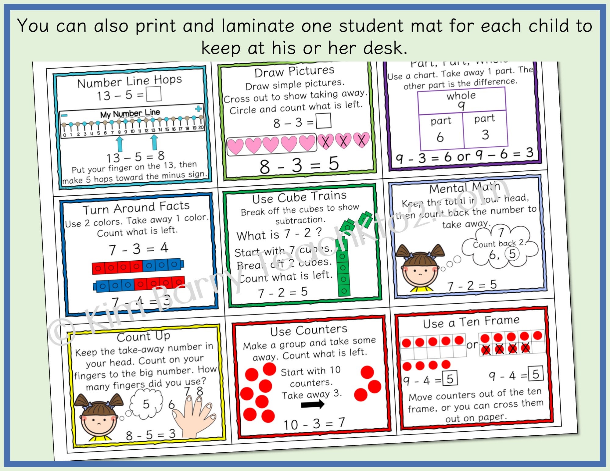 Subtraction Strategies Mini-posters for Grade 1/anchor Charts for First ...