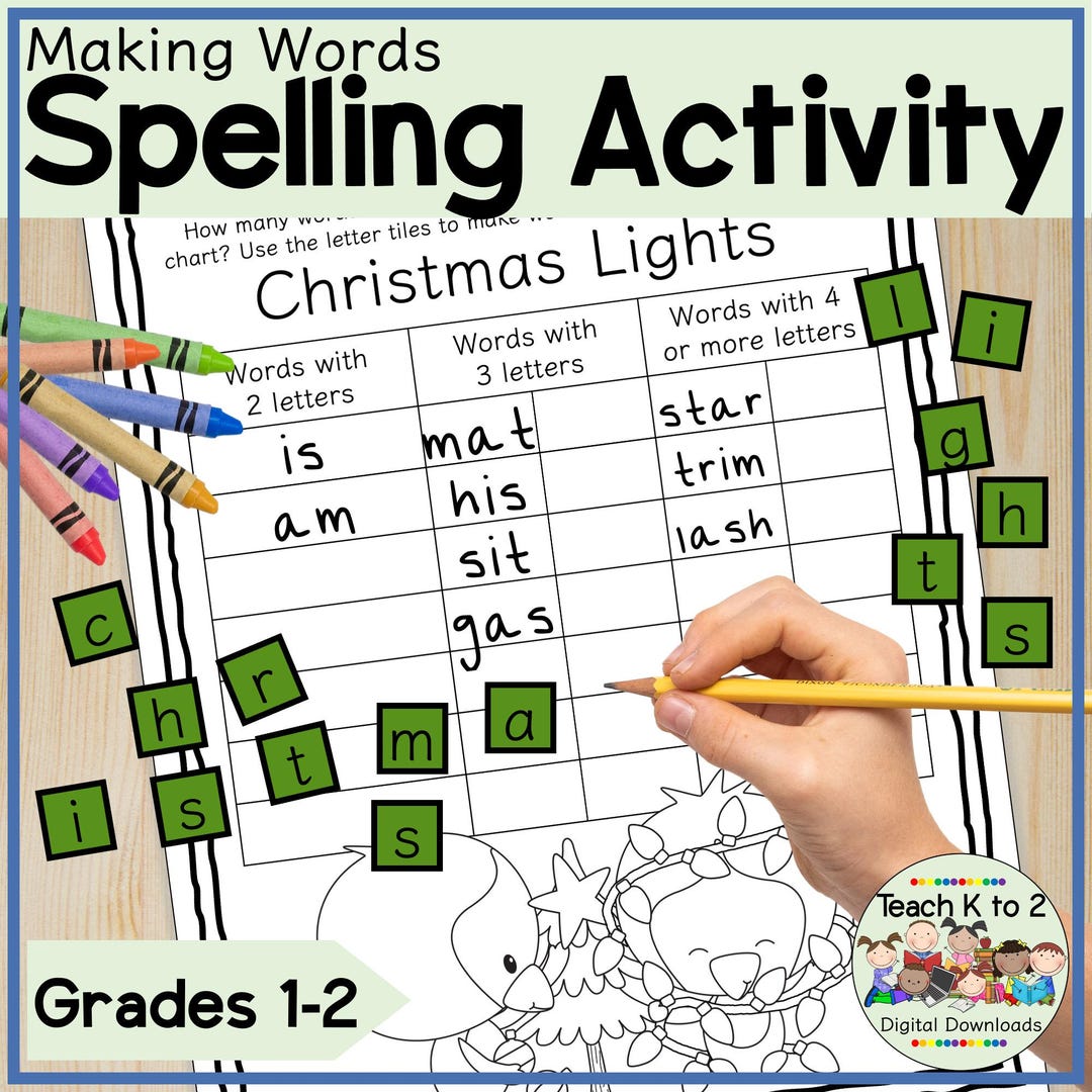 Christmas Making Words Spelling & Word Building Activity for First or ...