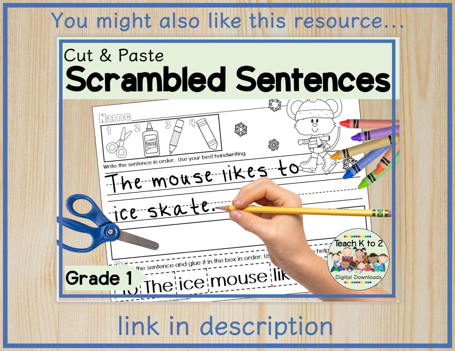Christmas Scrambled Sentences Cut and Paste Writing Activity for First ...