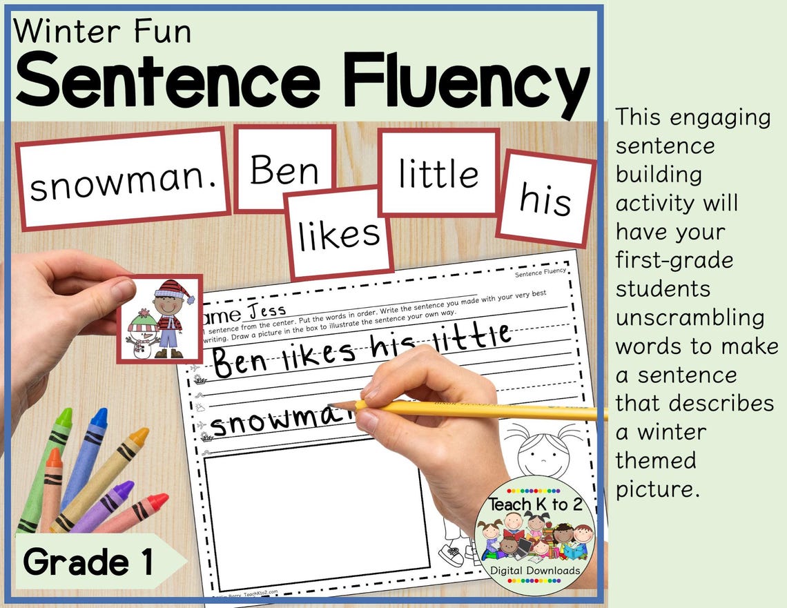 Winter Sentence Building Scrambled Sentences Activity/worksheet for ...