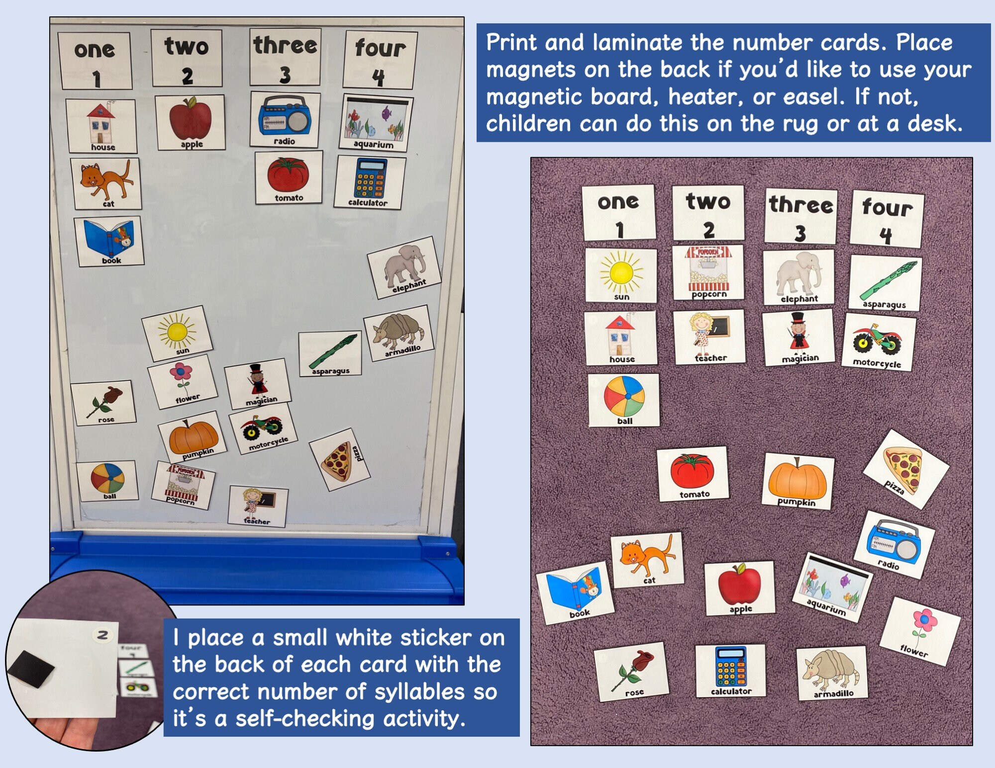 Counting Syllables Activity and Worksheets for Grades K-1/literacy ...