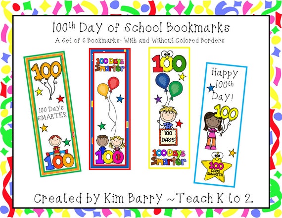 100th Day of School Bookmarks/Digital Download/Bookmarks for | Etsy