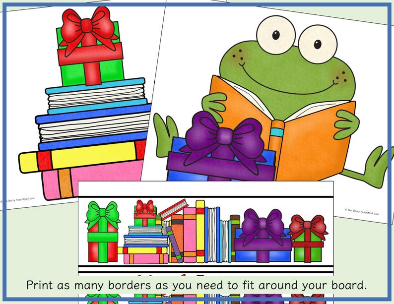 Christmas Animals Bulletin Board Kit/unwrap a Good Book Holiday Decor ...