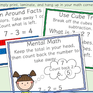 Subtraction Strategies Mini-posters for Grade 1/anchor Charts for First ...