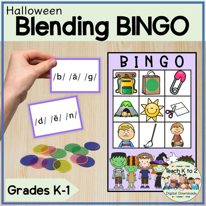 Blending BINGO Phonemic Awareness Halloween Themed Game for ...