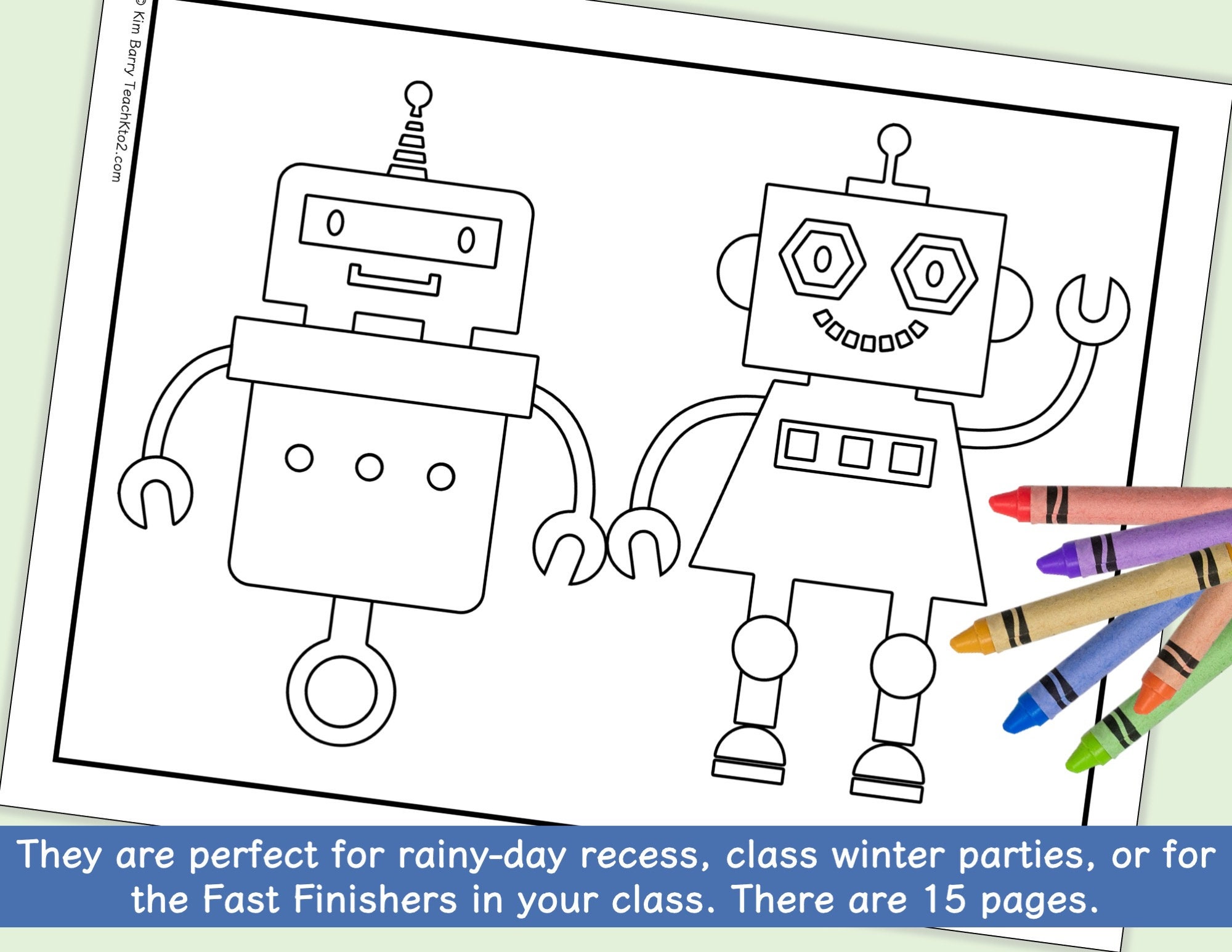 Robots Coloring Pages for Kindergarten, First, or Second Grade/fine ...