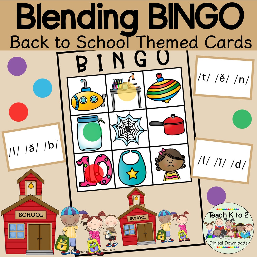 Blending BINGO for Grades K-1 Phonological Awareness Literacy Game for ...
