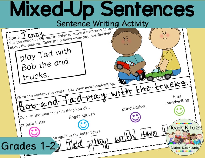 Mixed-up/scrambled Sentences/grades 1-2 Writing Center/language Arts ...