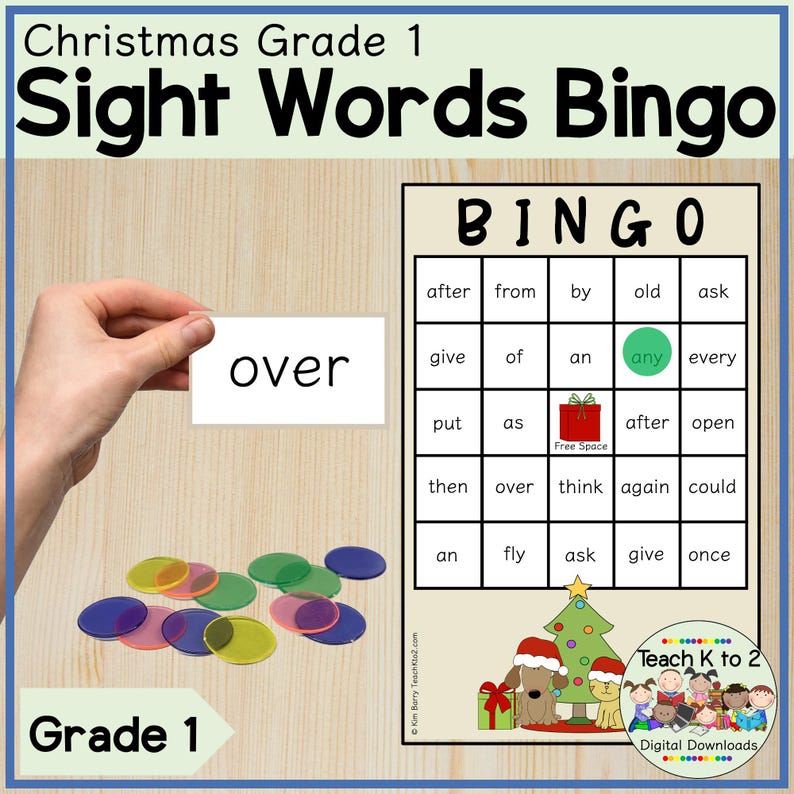 Grade 1 Christmas Sight Words BINGO for First or Second Grade Small ...
