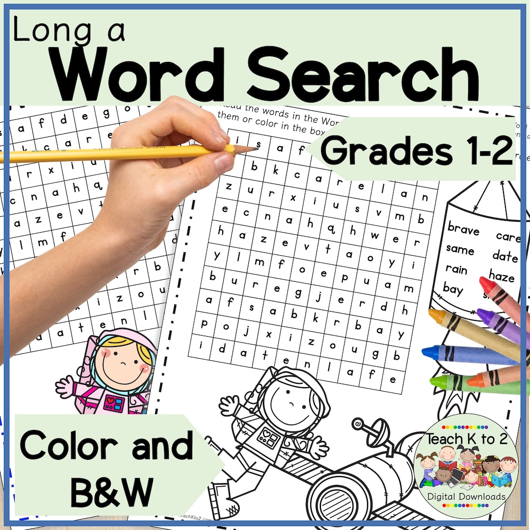 Long a Word Search Puzzles for Grade 1 Literacy Centers/first Grade ...